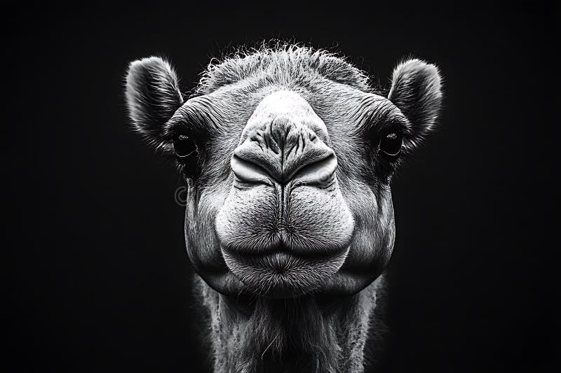 Striking Black and White Portrait of a Camel S Face with Piercing Eyes ...