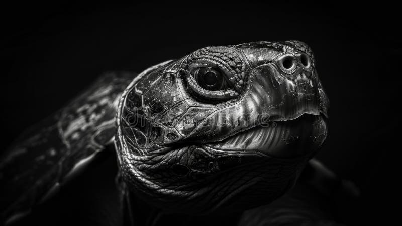 Black and White Turtle Head Portrait. Generative AI Stock Photo - Image ...