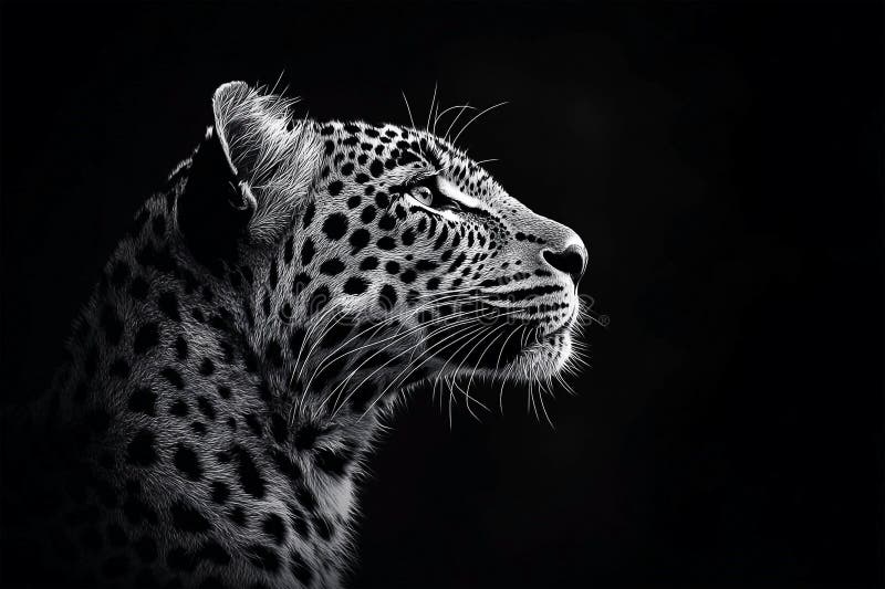 A Striking Black and White Portrait of a Leopard S Profile Against a ...