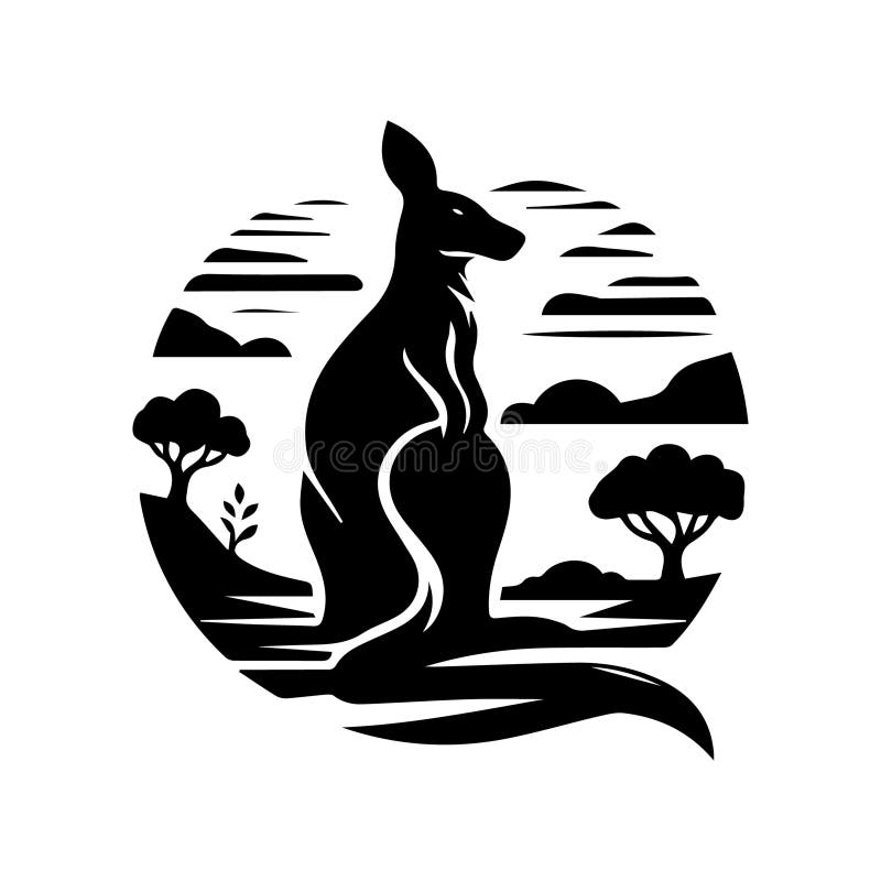 Majestic Kangaroo Silhouette in Australian Outback Sunset Bold Black ...