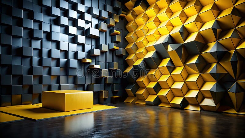 Striking Black and Yellow 3D Abstract Background Featuring Bold ...