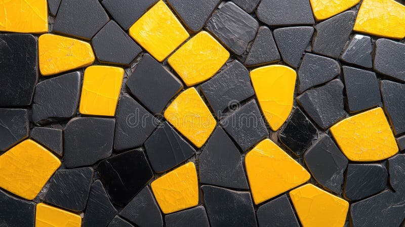 Striking Black and Yellow Tile with Bold Border, Modern Design Element ...