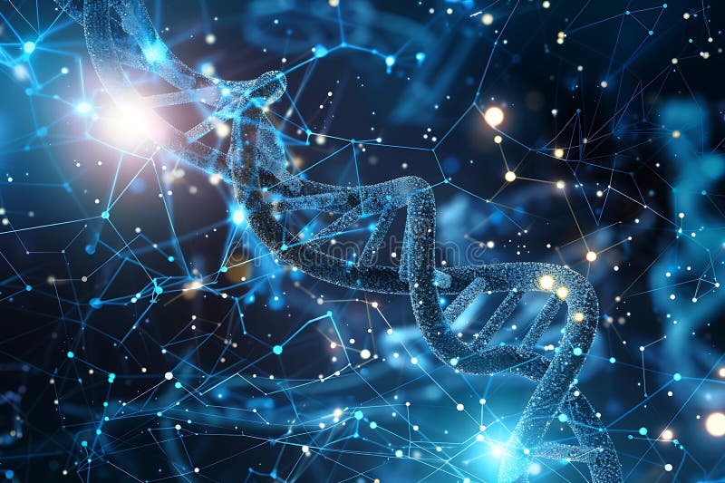 Striking Blue Biotech Digital Background Highlighting DNA Molecules ...