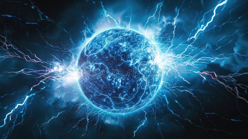 A Striking Blue Plasma Ball Surrounded by Lightning. Great for Science ...