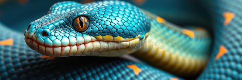 Vibrant Blue Snake with Orange Spots Resting in a Natural Habitat ...