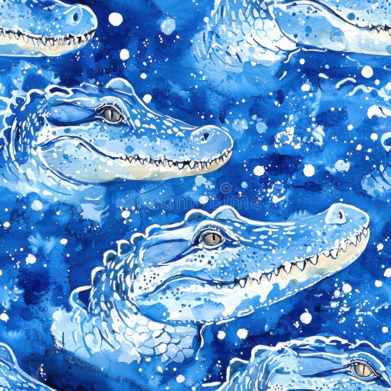 Striking Blue and White Alligator Pattern Creating a Unique and Eye ...