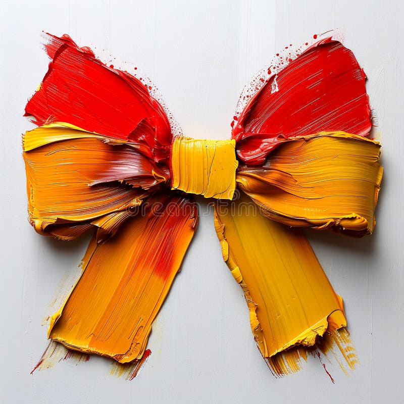 Vibrant Red and Yellow Paint Bow Artwork Showcasing Creativity and ...