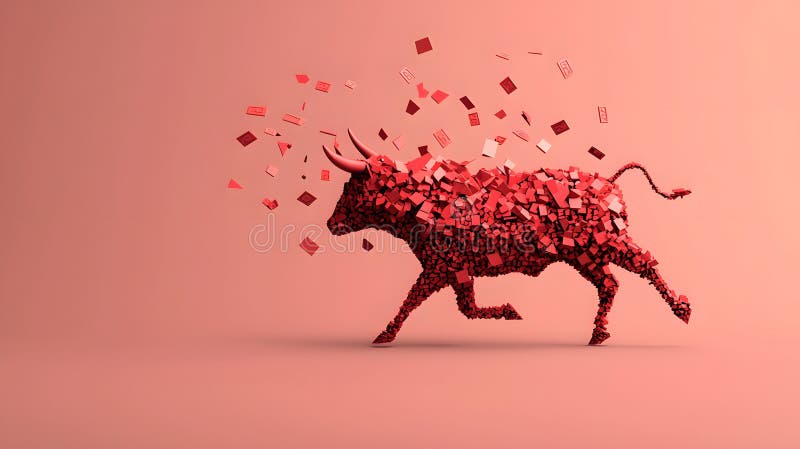 Dynamic Representation of a Bull Showcasing Fragmentation in a Bold and ...