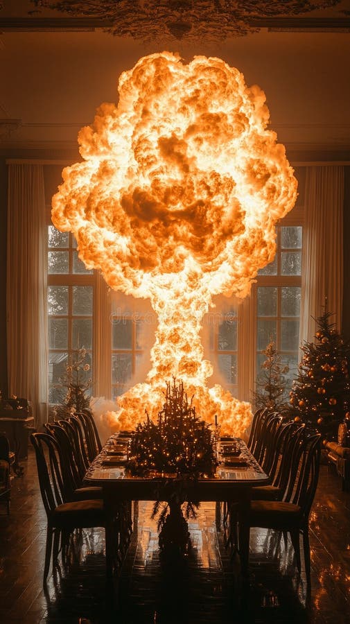 Striking Christmas Tree Shape Nuclear Explosion Dominates Cozy Indoor ...