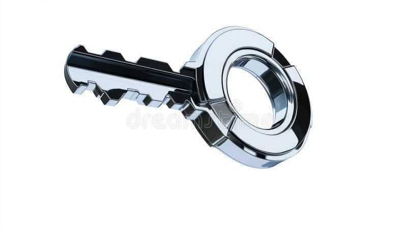 A Shiny Chrome Key Stands Out Against a Clean Background. this Image ...