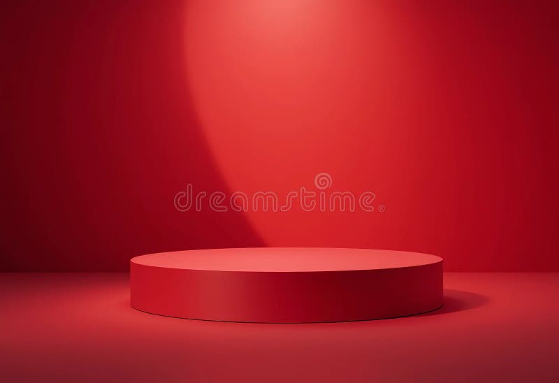 Bold Red Stage Spotlight in Dramatic Studio Scene Digital Illustration ...