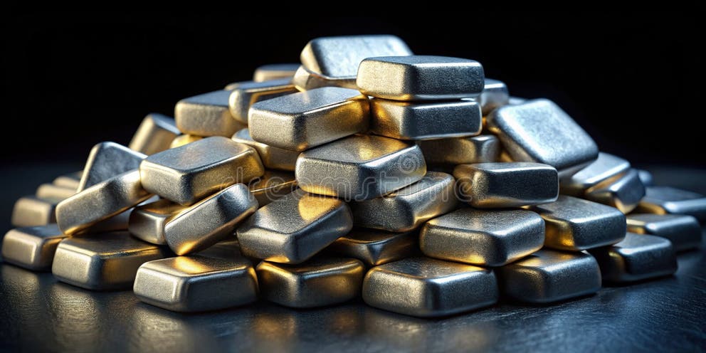 A Striking Circular Stack of Metal Ingots Against a Smooth Black ...