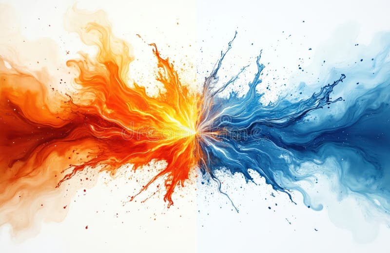 Striking Clash between Fire, Water. Dynamic Contrast Elements Creates ...