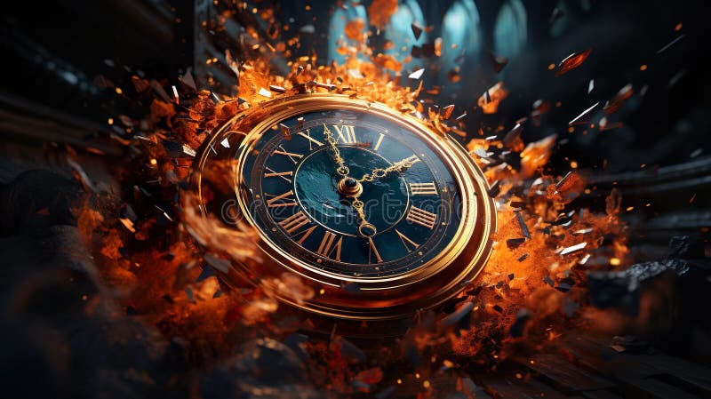 Striking Clock Symbolizing Time S March Set Against a Vibrant ...