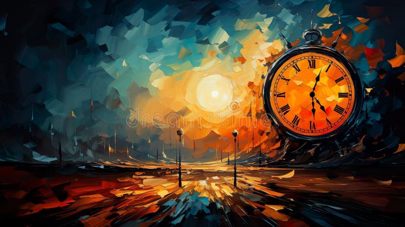 Striking Clock Symbolizing Time S March Set Against a Vibrant ...