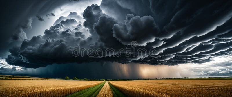 Dramatic Storm Clouds Forming Over an Open Field Creating a Moody and ...