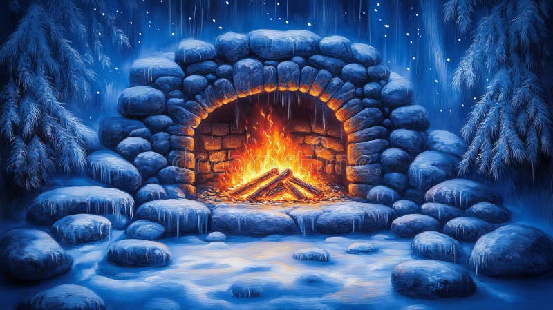 A Striking Close-up of a Roaring Fireplace, with Intense Flames ...