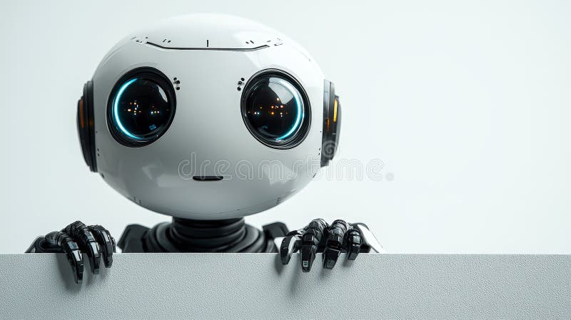 This Striking Close-up Shot Features a Business AI Robot Peeking Over a ...