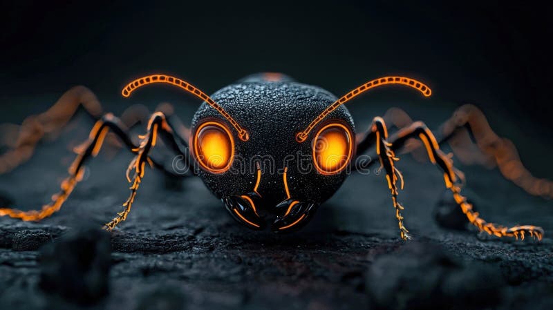 A Striking Closeup of a Stylized Ant with Glowing Features Showcasing ...