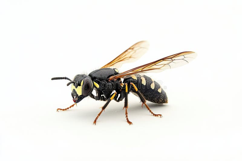 High Quality Close-up of a Wasp on a Clean White Background with Sharp ...