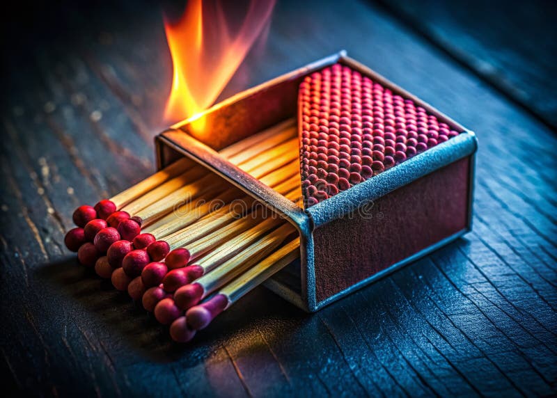 A Striking CloseUp of an Open Matchbox Surreal Detail on a Dark Surface ...