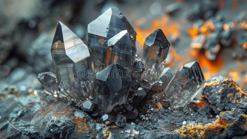 Unique Cluster of Dark Quartz Crystals Showcasing Intricate Formations ...