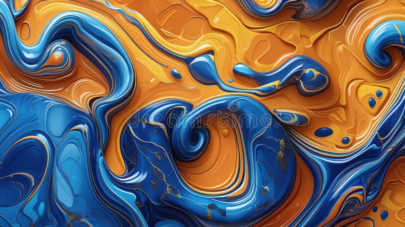 Orange and Blue Abstract Liquid Motion Background with Vibrant Flowing ...