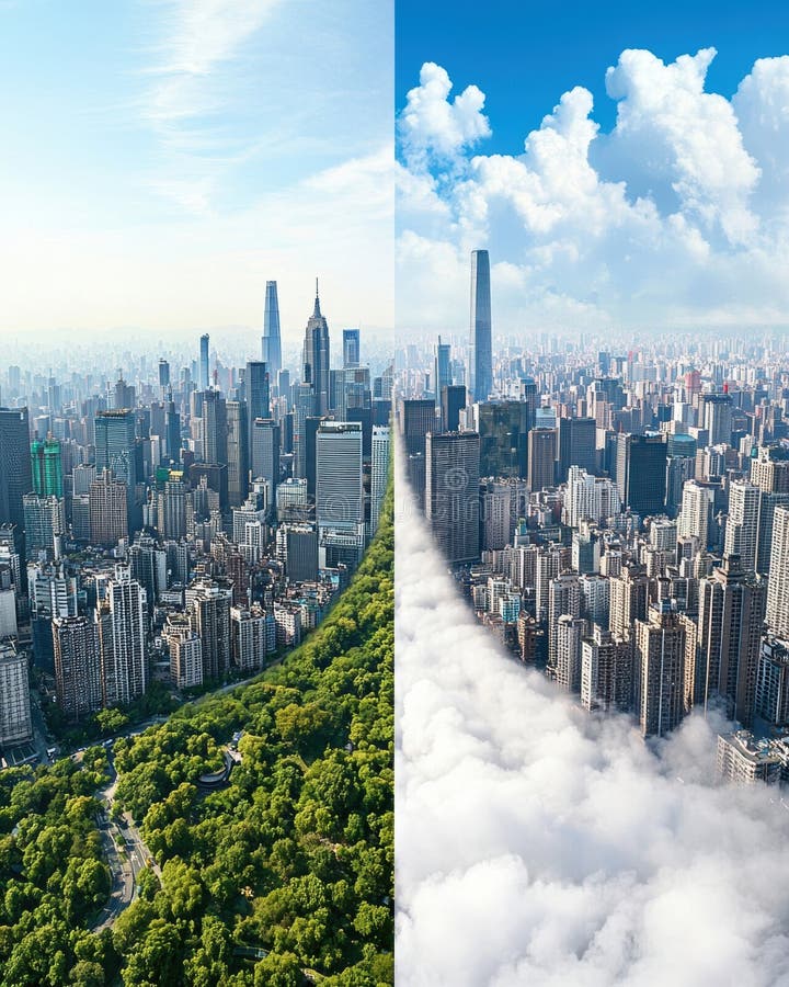 A Striking Comparison of a Clear Sky City Versus a Polluted City the ...