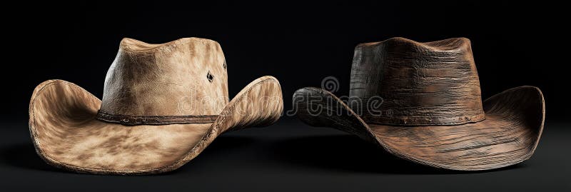 Contrasting Cowboy Hats in Leather and Wood, Western Style with ...