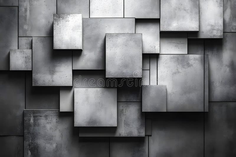 Modern Geometric Abstract Art - Industrial Style Concrete Blocks for ...