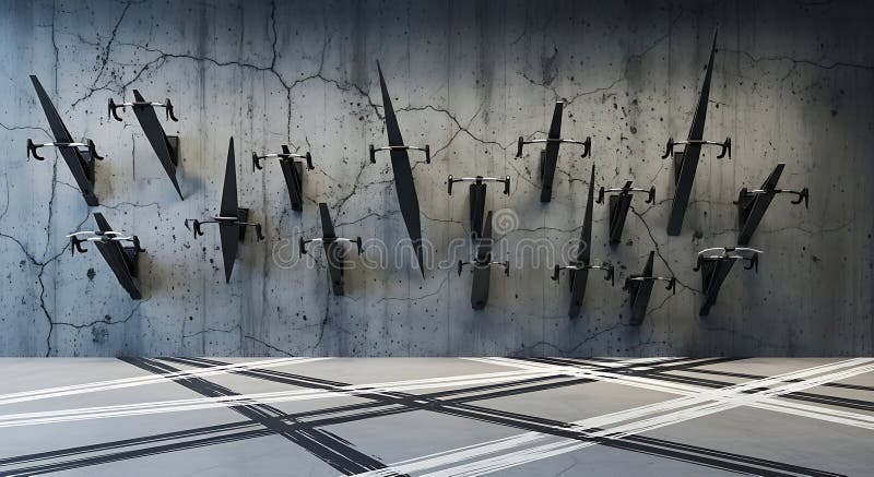 Dramatic Shadow Play - Abstract Black Airplane Models on Cracked ...