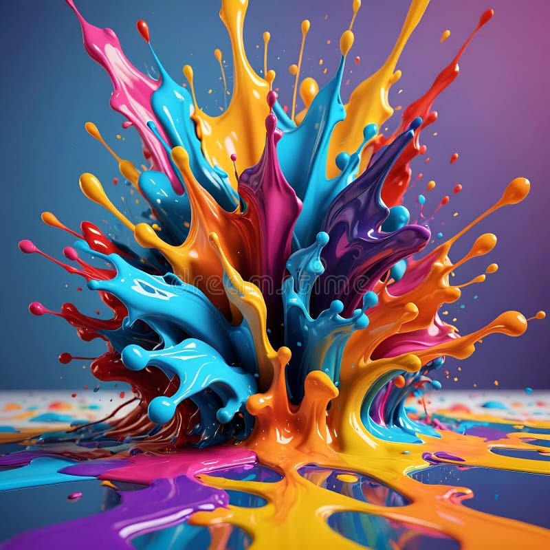 A Striking Composition of Paint Splashes in an Array of Vibrant Colors ...