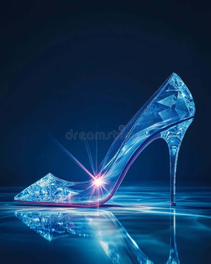 Crystal-clear High Heel with Diamond Soles Reflecting Light on ...