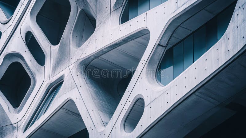 Striking Concrete Architecture Geometric Window Patterns on a Modern ...