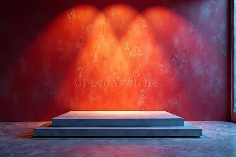 Modern Concrete Display Platform with Red Wall a Versatile Showcase for ...