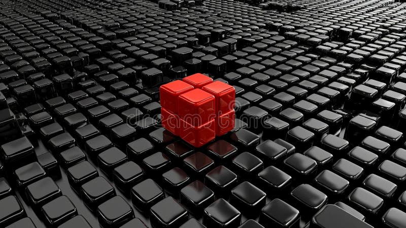 Striking Contrast of Black Blocks with a Single Bold Red Block ...