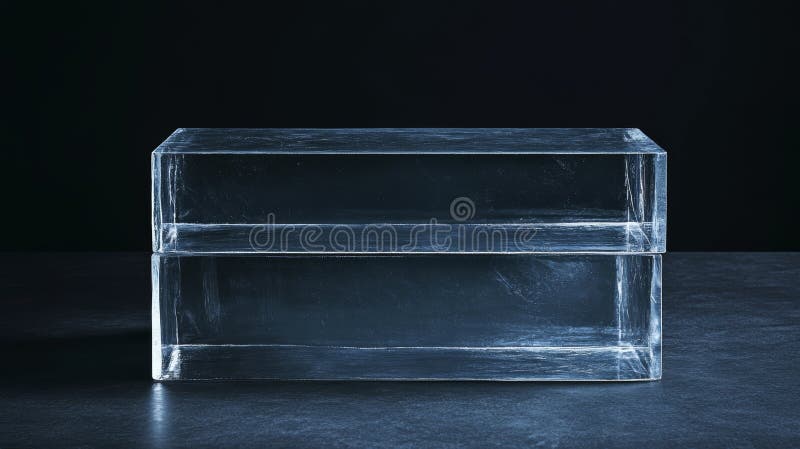 Striking Contrast, a Transparent Rectangular Box Against Black Backdrop ...