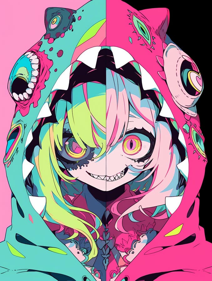 Striking Contrast between Two Halves Characters Face Each Its Own Distinct Color Scheme Features ...