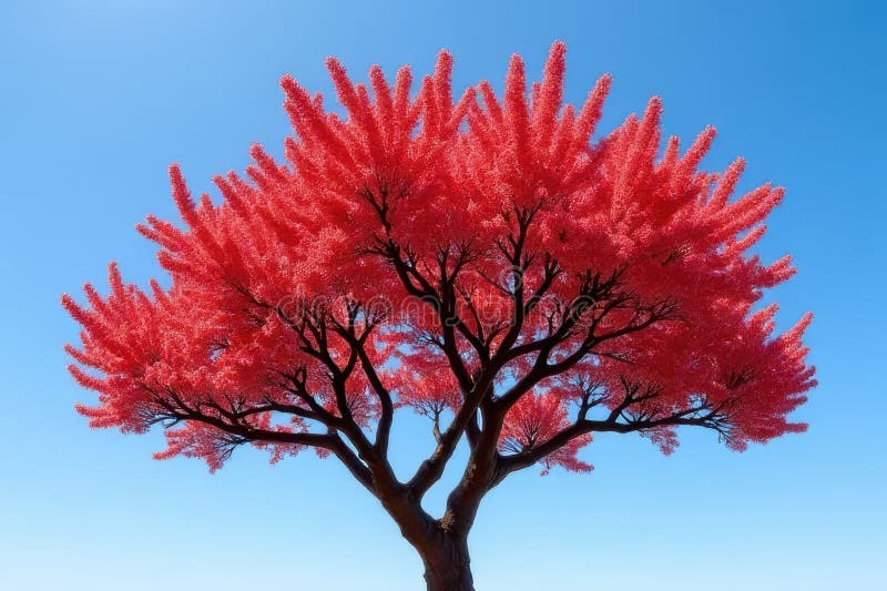 Striking Coral Tree in Vivid Blossom Stock Illustration - Illustration ...
