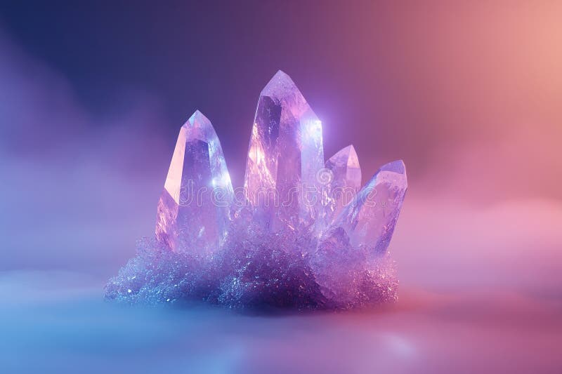 A Striking Crystal Formation Rises from the Base, Emitting a Soft Blue ...