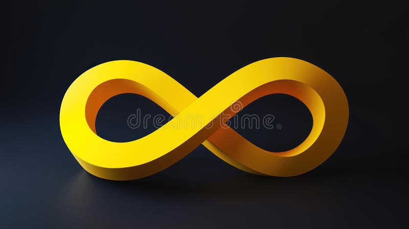Vibrant 3d Yellow Infinity Symbol on Dark Background Stock Illustration ...