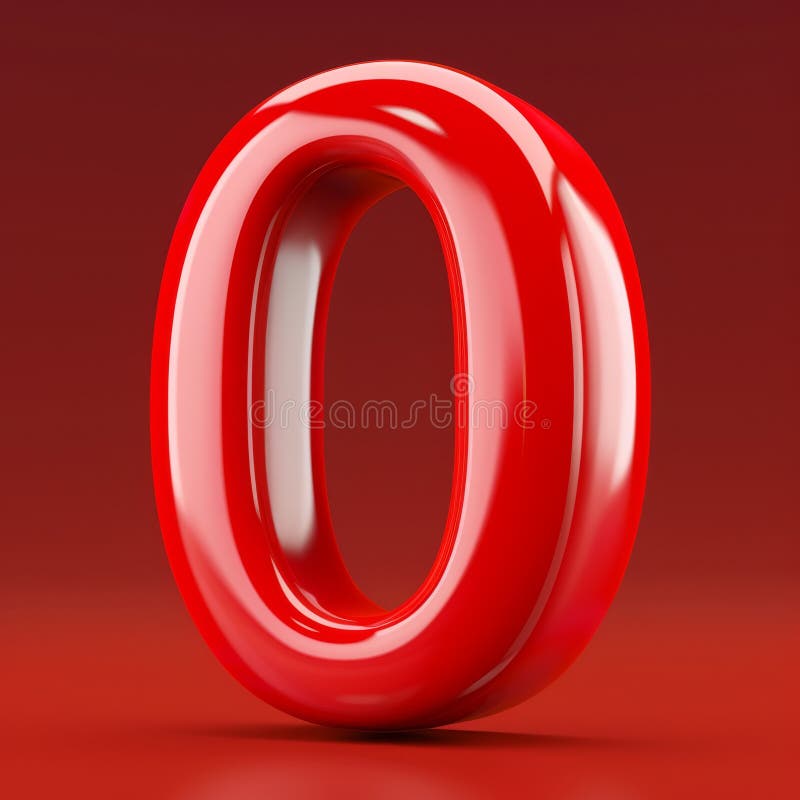 A Striking 3D Glossy Red Number Zero Design that is Visually ...