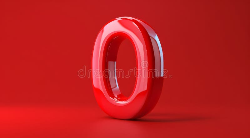 A Striking 3D Red Number Zero Displayed Prominently on a Highly Glossy ...
