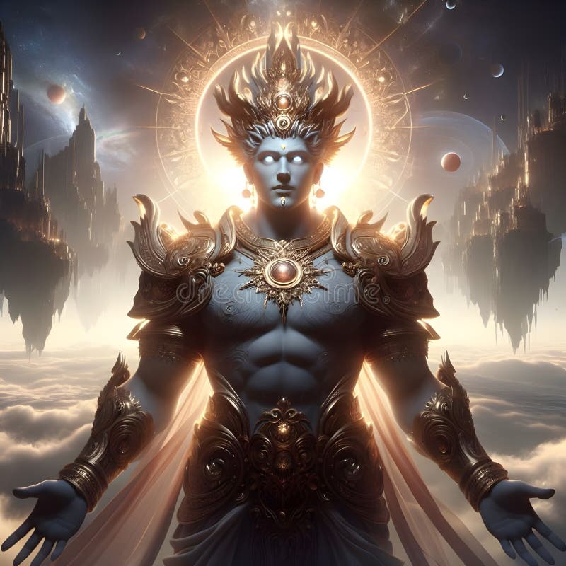 A Striking 3D Render of an Ancient God. Stock Illustration ...