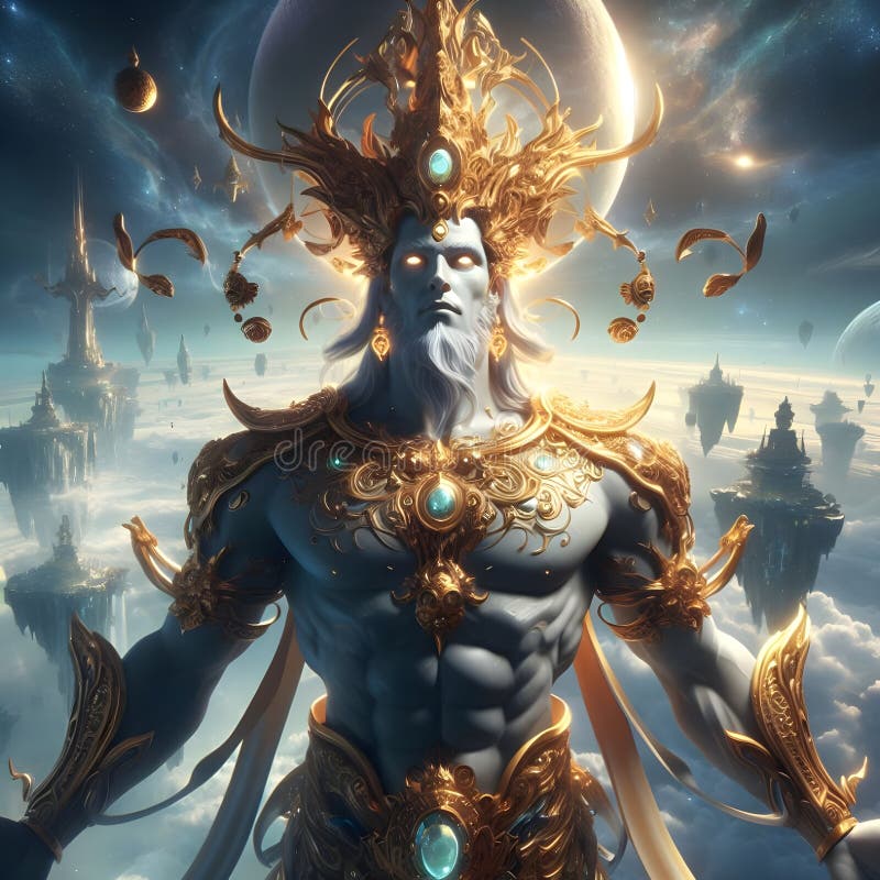A Striking 3D Render of an Ancient God. Stock Illustration ...