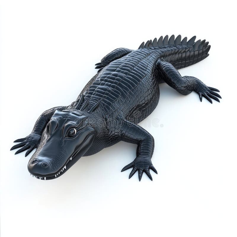 Sleek Black Alligator Reptile 3D Render: Powerful Predator Pose Stock ...