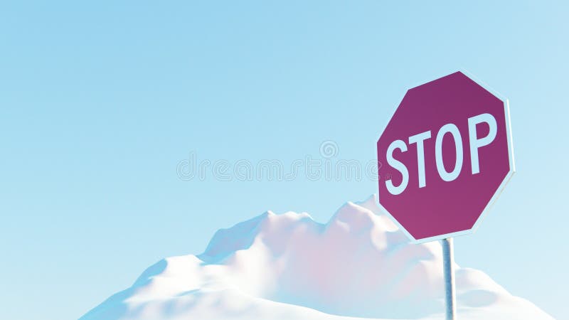 3D Red Stop Sign Render Digital Illustration of Road Traffic Symbol on ...