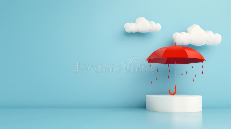 A Striking 3D Render of an Empty Stage Podium Under Rain, Featuring an ...