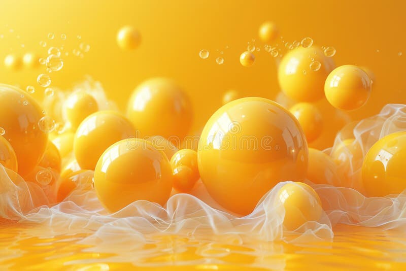 Yellow Sphere Composition - Modern Abstract 3D Render Stock ...