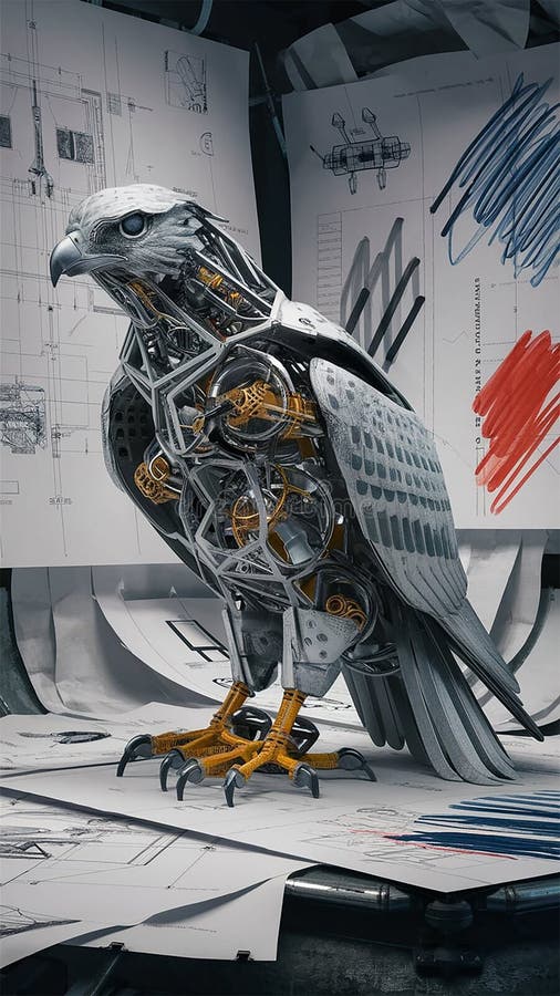 A Striking 3D Render of a Futuristic, Mechanical Hawk Crafted from ...